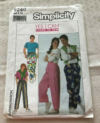 Simplicity Loose Fitting Pants pattern #9240 Men's or Teen Boy Size ...