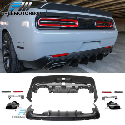Fits 08-14 Dodge Challenger PP 2015+ SRT Hellcat Rear Bumper Cover + V2 ...