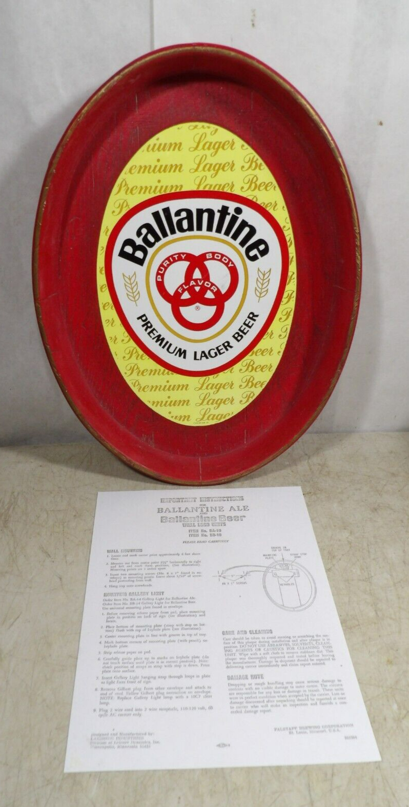 Vintage Plastic Ballantine Beer Wall Logo Unit Sign NOS Faux Wood Tray ...