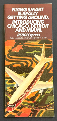 People Express Airlines Timetable Effective September 5, 1984 | eBay