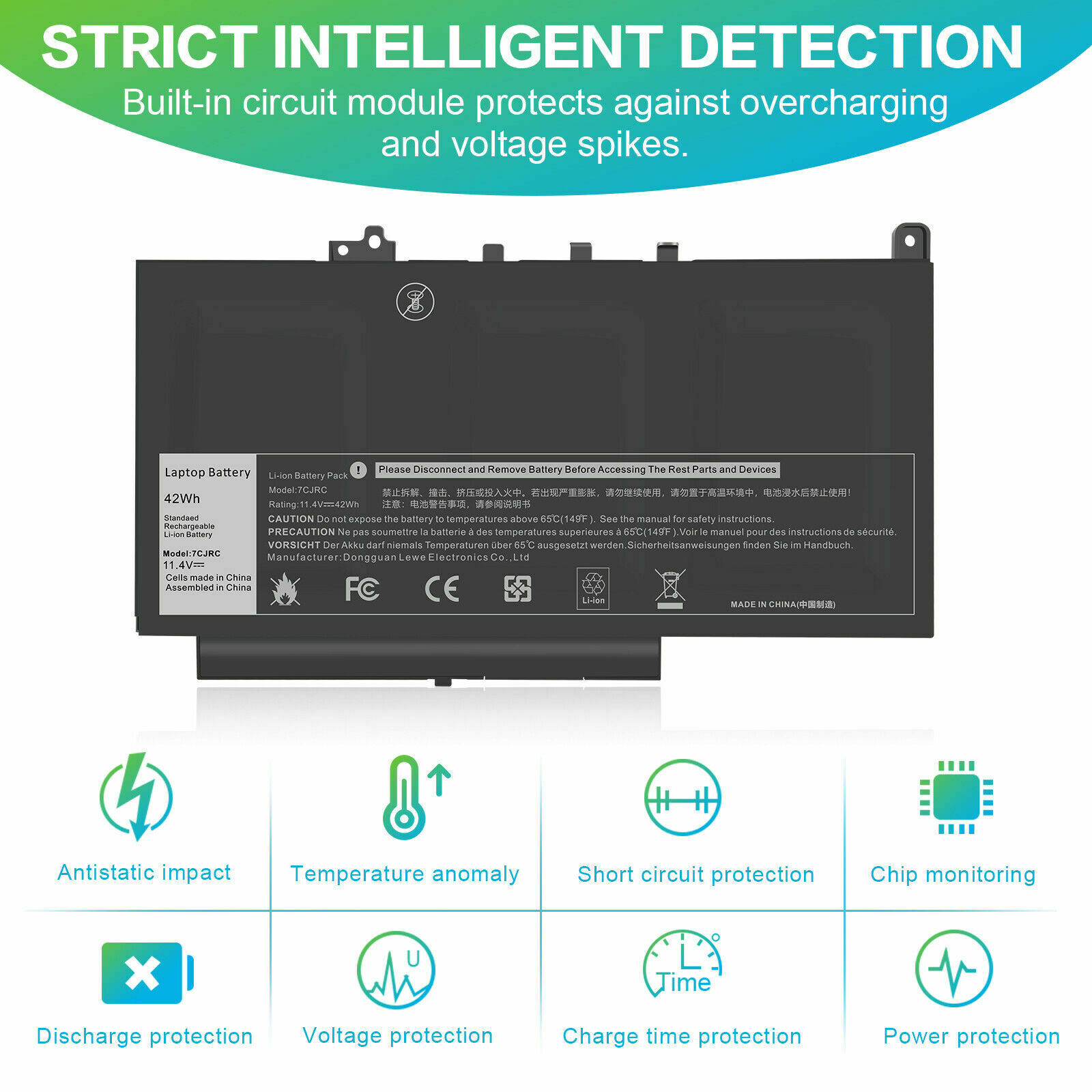7CJRC Battery For Dell Latitude 7470 7270 E7470 E7270 Series KNM09 ...
