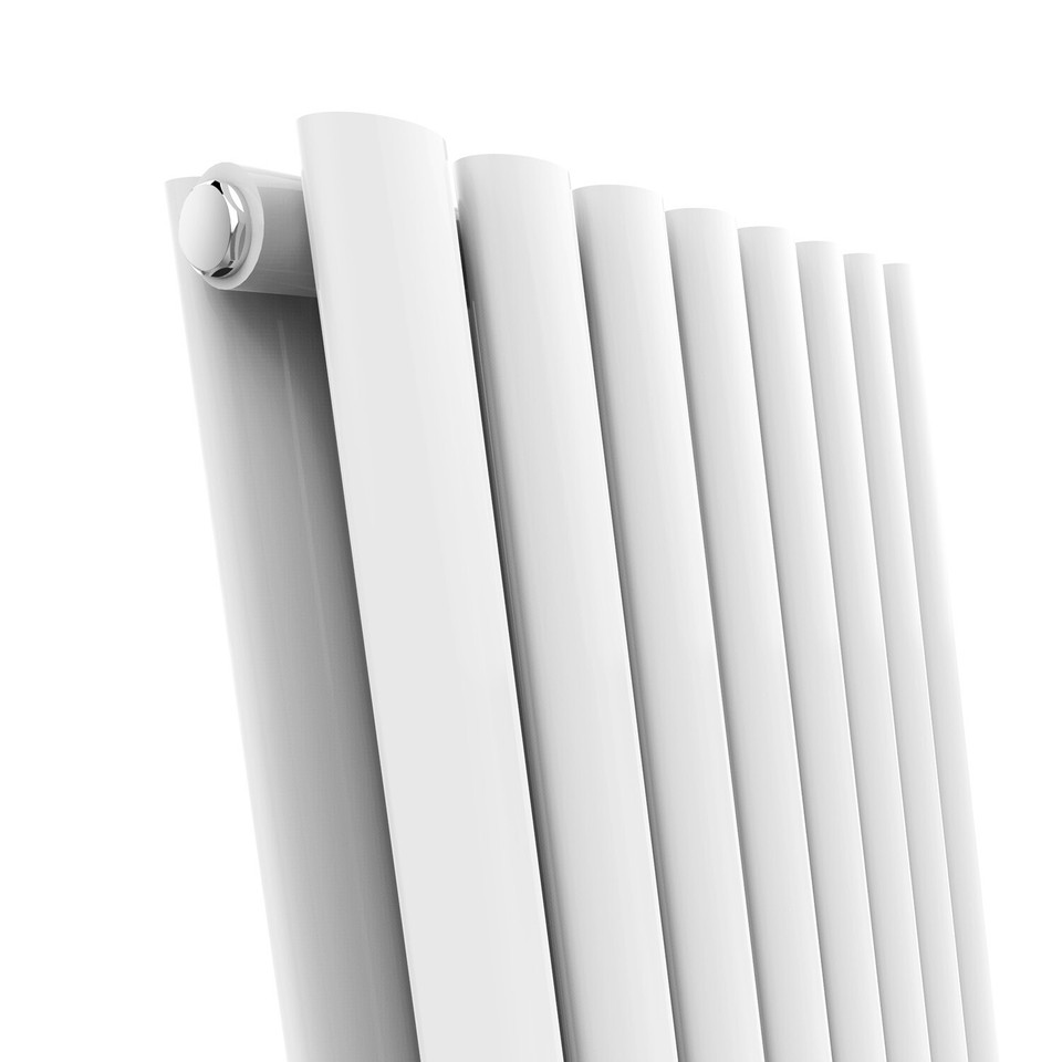 White Vertical Designer Radiator Double Oval Column Panel Rads 1800 x ...