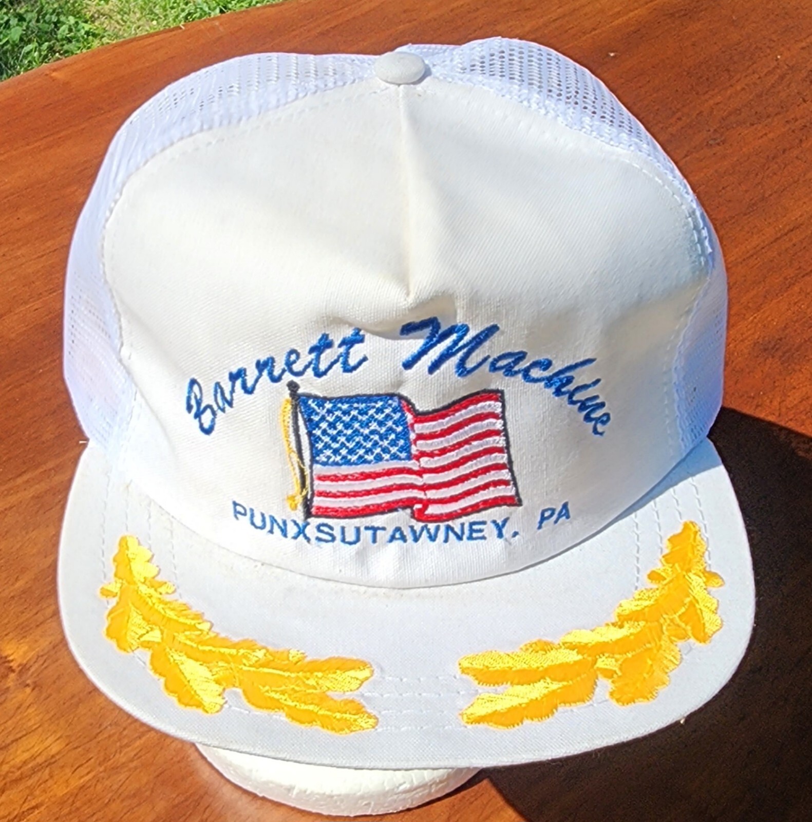 Barrett Machine White Trucker Hat Mesh Back Snapback Adjustable ...