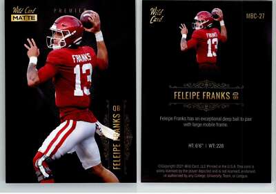 Feleipe Franks 2021 Wild Card Matte #MBC-27 Arkansas Falcons RC Rookie ...