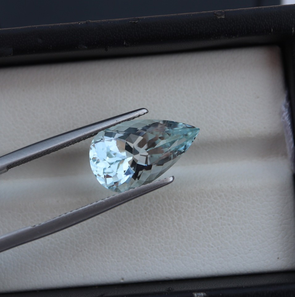5.86 Cts Natural Light Blue Aquamarine Pear Cut Gemstone For Pendant ...
