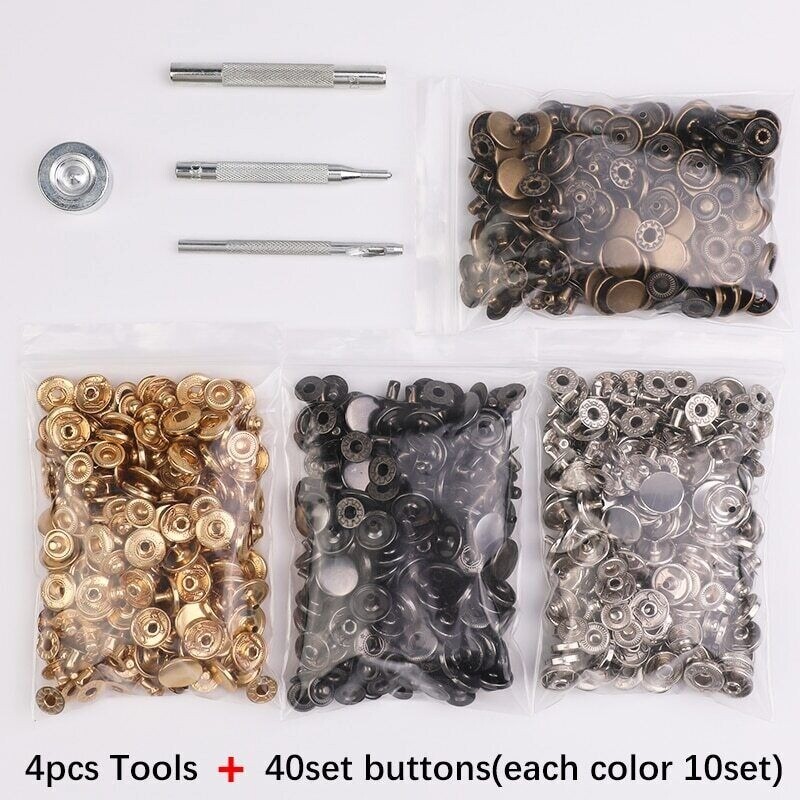 Snap Fasteners Kit for Leather 10mm Metal Button Snaps Press Studs with ...