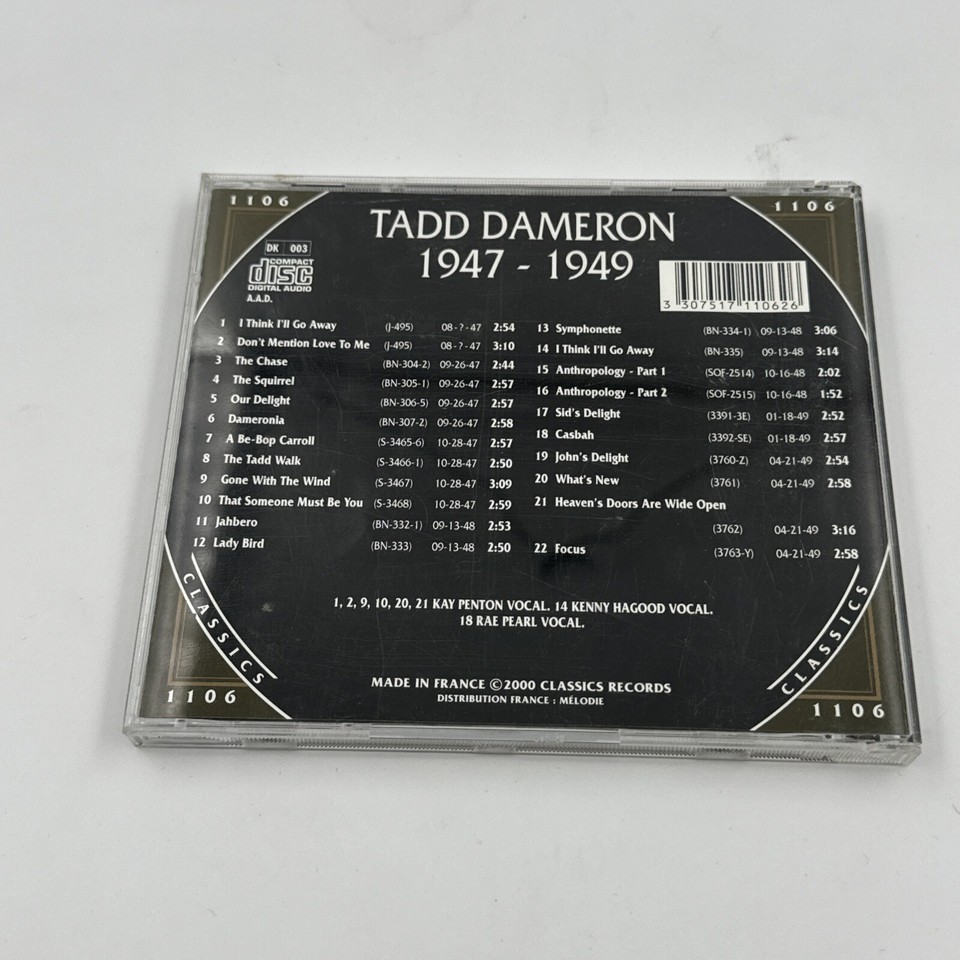 TADD DAMERON - Tadd Dameron 1947-1949 - CD 3307517110626 | eBay