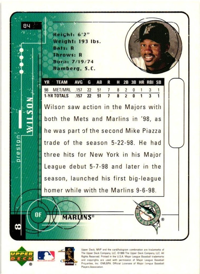 1999 UPPER DECK MVP PRESTON WILSON #84 CARD $0.99 VALUE BOX | eBay