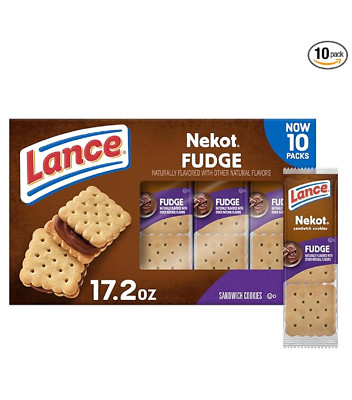 Lance Sandwich Cookies Nekot Fudge 10 Individually Wrapped Packs 6 ...