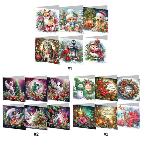6Pcs Christmas Rhinestone Painting Card Kit Animals for Family Friends ...