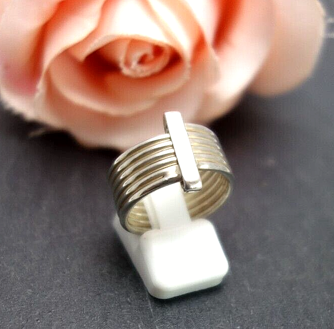 ausgefallener Silberring Bandring Ring breit Rillen 925 Sterling Silber ...