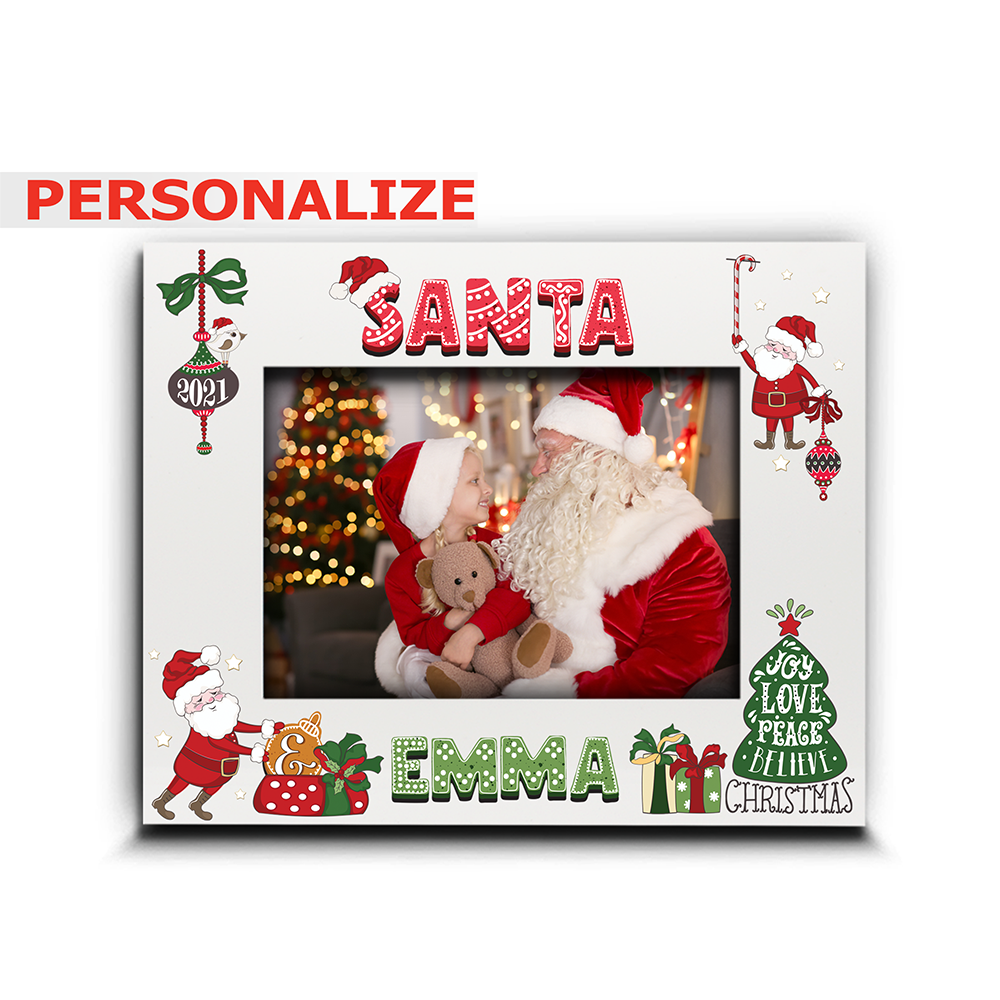 PERSONALIZE-Santa & Me Picture frame- Joy, Love, Peace, Believe ...