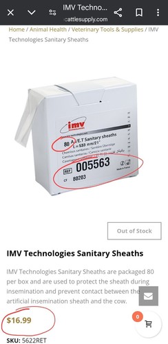 21" IMV Artificial Insemination Plastic Sheaths AI Gun Farm Livestock ...