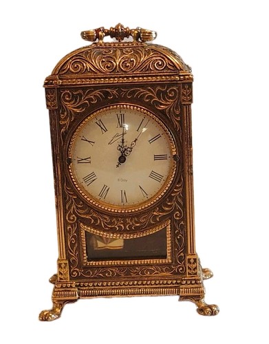Vintage SCHMID 8 Day 4 Jewel Ornate Brass Case Wind-Up Carriage Clock ...