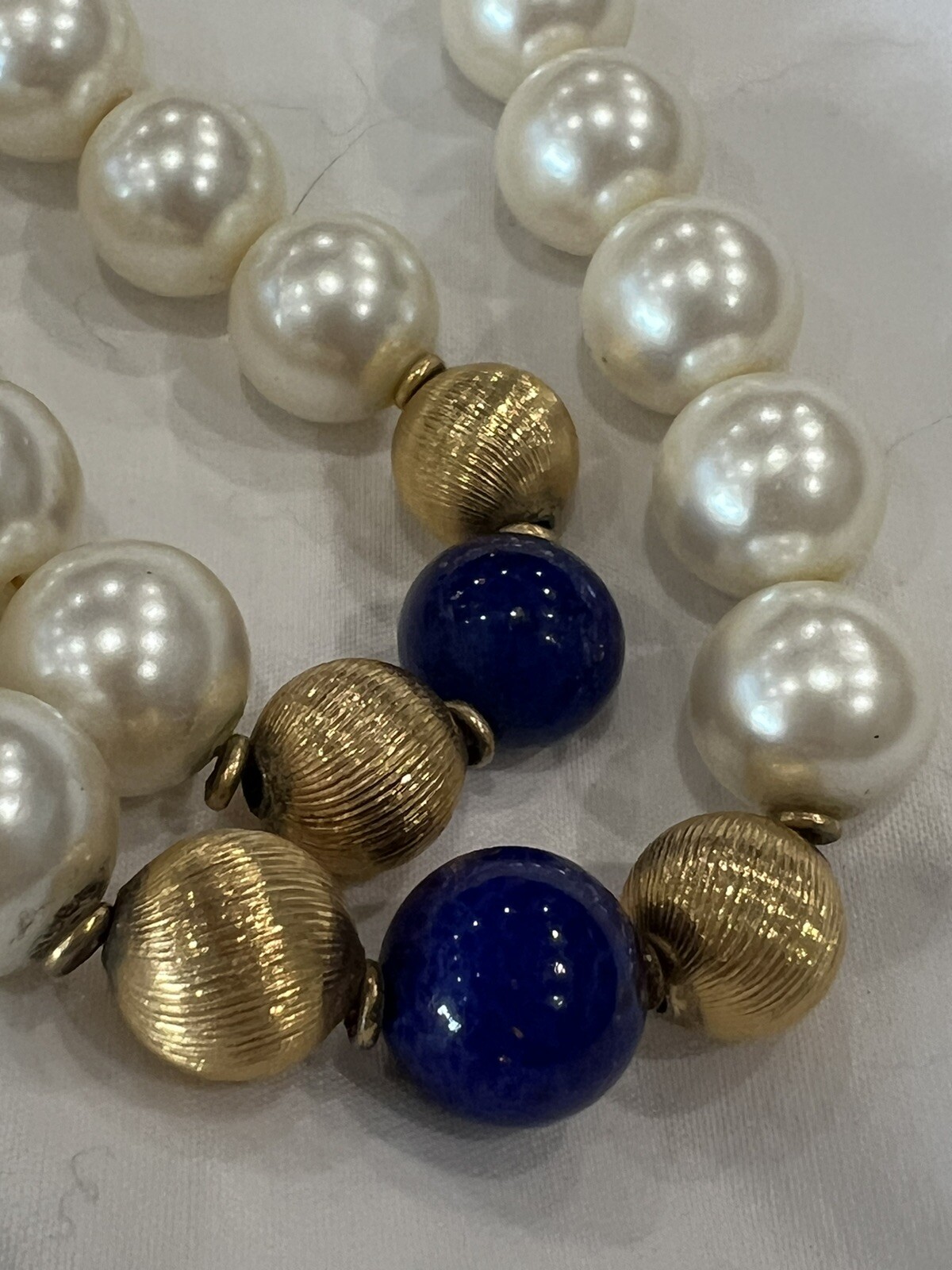 Napier Vintage 1960-80’s Gold Tone pearl navy blue Ba… - Gem