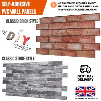 Self Adhesive 3D Wall Panels - PVC Cladding | Faux Stone & Brick Effect ...