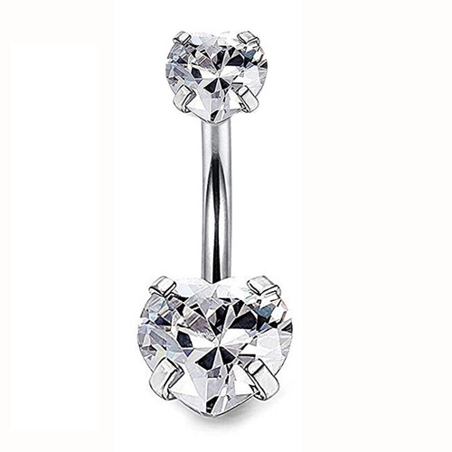 Surgical Steel Heart Zircon Navel Belly Button Ring Bar Body Piercing ...