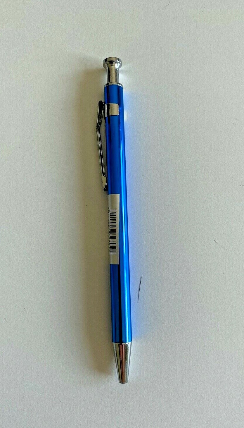 Paperchase Mechanical Pen Blue Metal Ballpoint Blue Pen Silver Detail ...