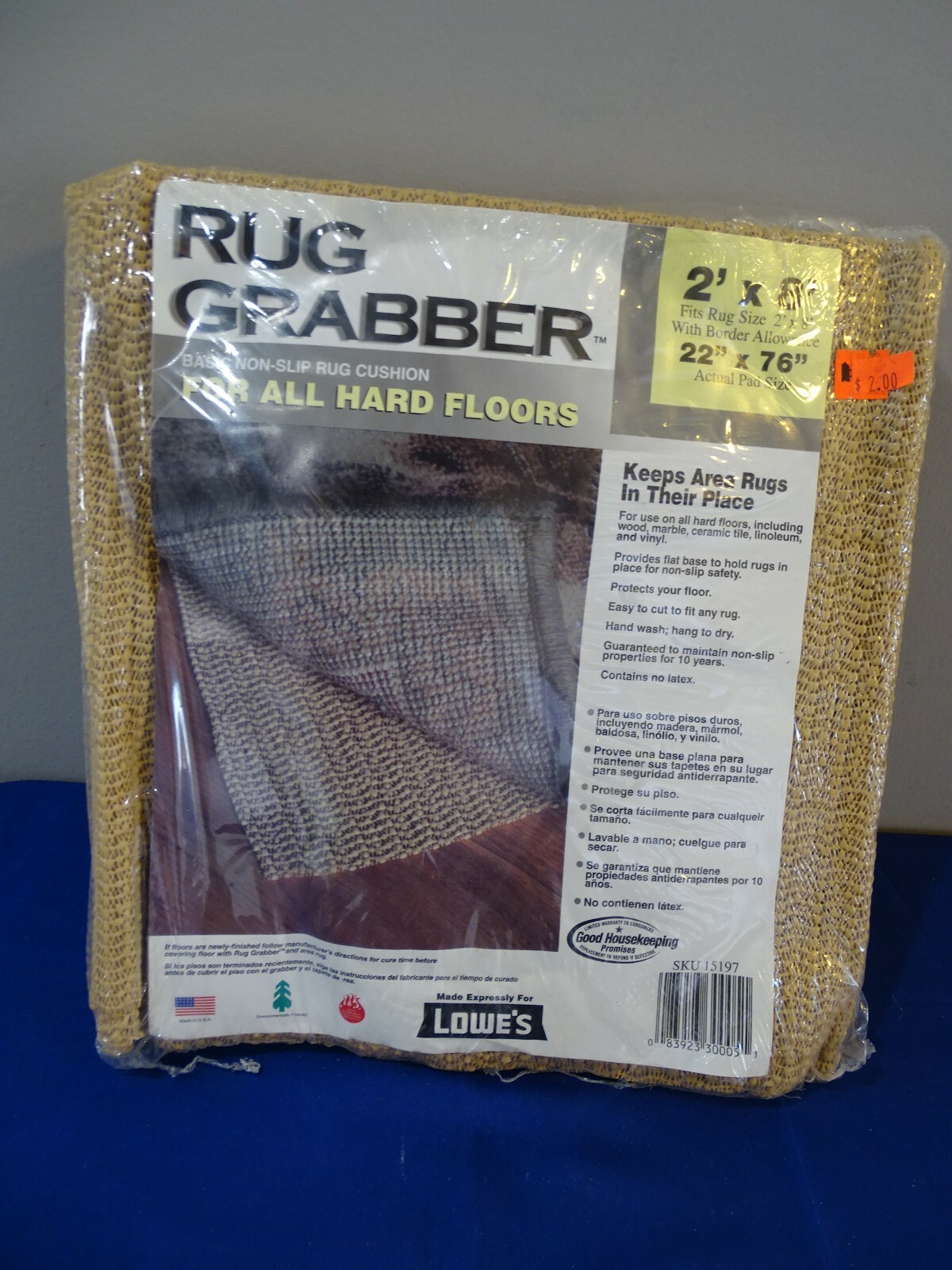 Good Housekeeping Non-slip Rug grabber Underlay Fits 2ft x 8ft Cream ...