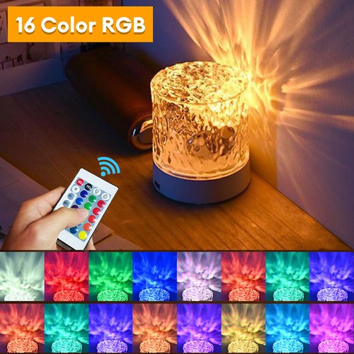 RGB Dynamic Rotating Water Ripple Night Light Atmosphere Lamp For Decor ...