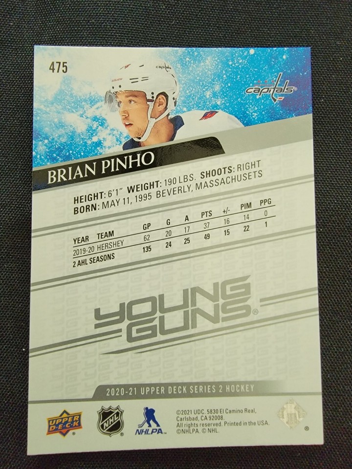 2020-21 Upper Deck #475 Brian Pinho Young Guns Rookie Card YG RC | eBay