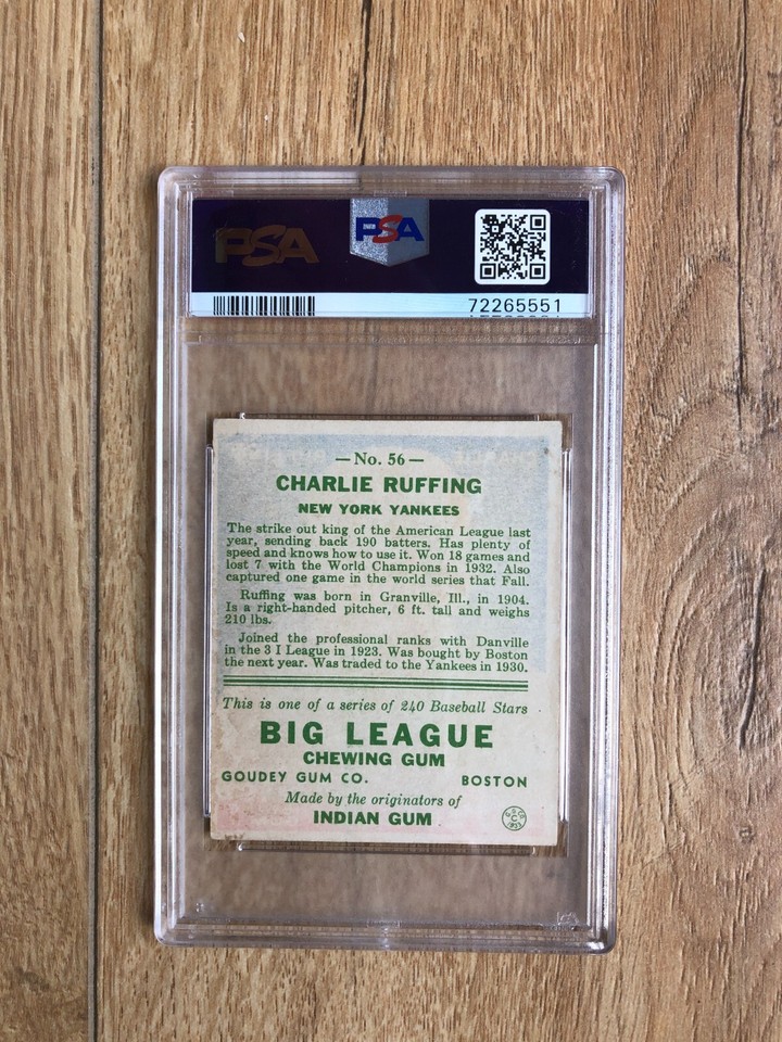 Red Ruffing 1933 Goudey PSA 2.5 New York Yankees | eBay