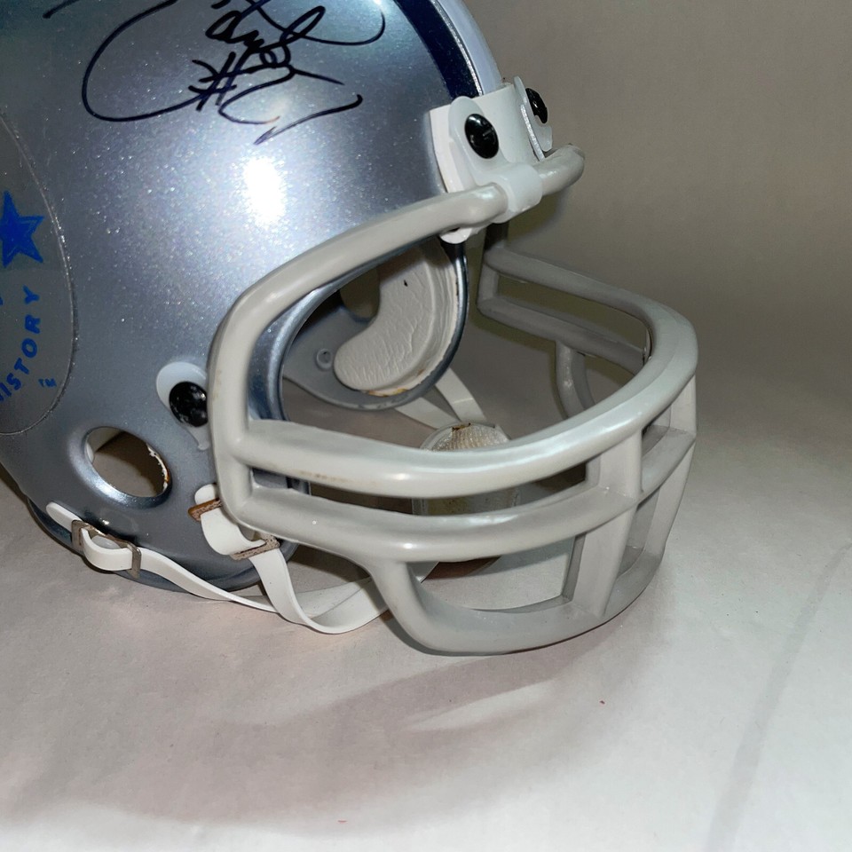 4 Multi Signed Dallas Cowboys Mini Helmet TCH Holo-Edwards Smith Garmon ...