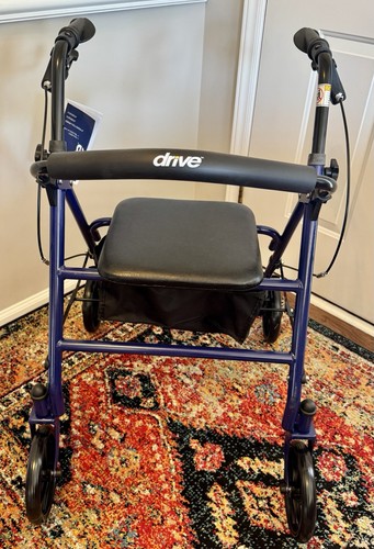 Drive Medical 10257BL-1 4 Wheel Rollator Walker w/Seat & Backrest ...