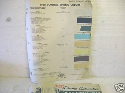 1956 PONTIAC DUPONT PAINT CHIP COLOR FORMULA CHART | eBay