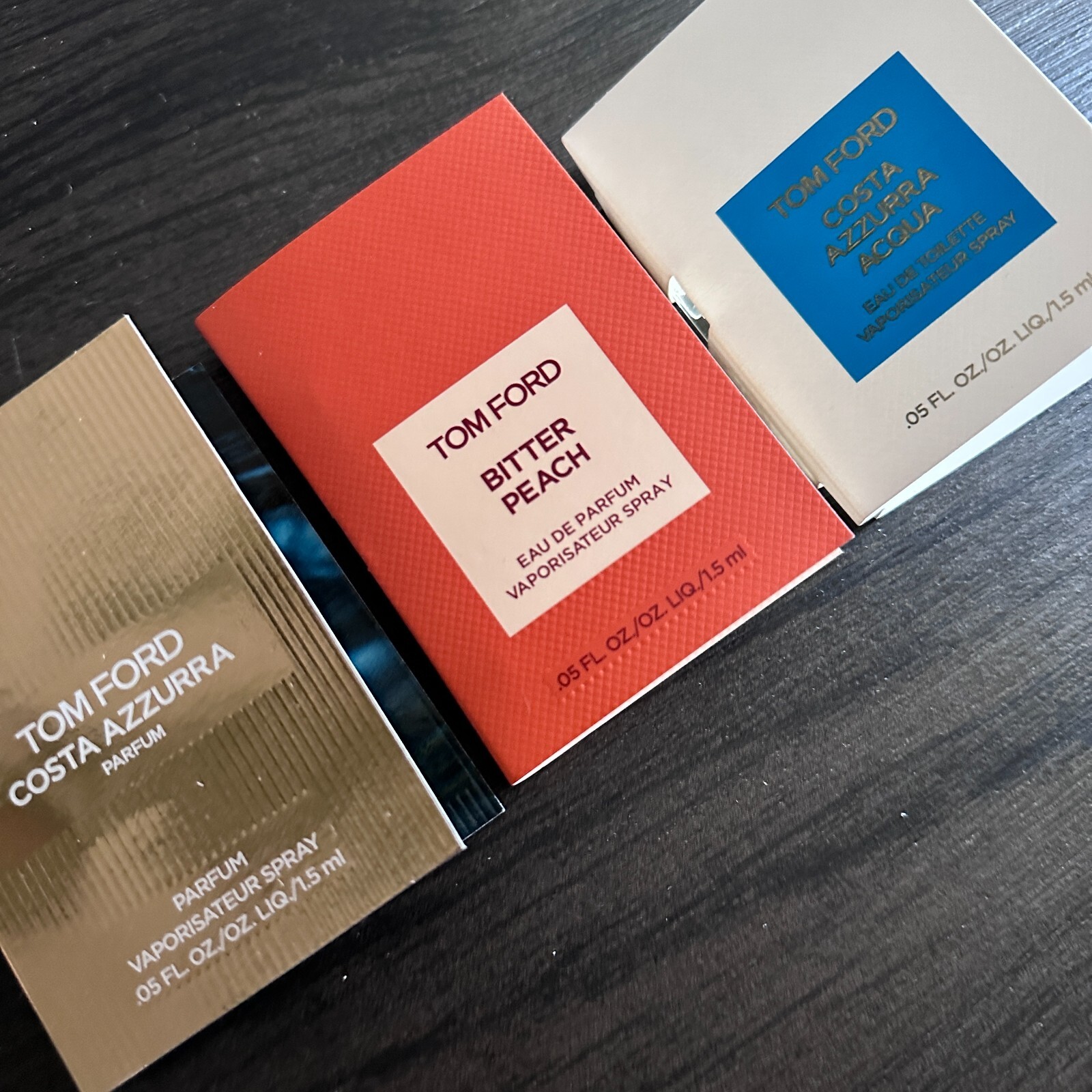 3pc Tom Ford Perfume Sample Set Costa Azzurra & Acqua & Bitter Peach ...