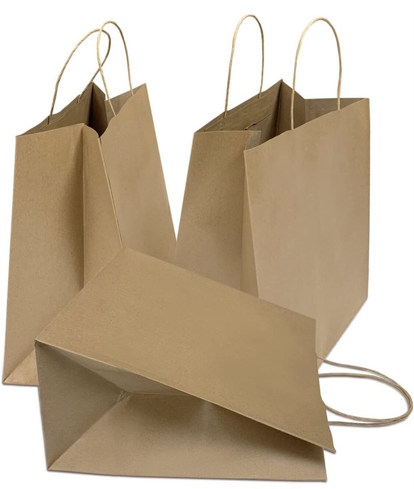 Paper bags Brown kraft bag with handles gift Retail shopping Bag 10 ...