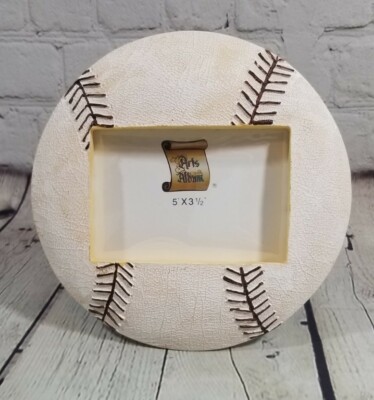 Vintage Baseball Shaped Picture Frame Tabletop Holds 3.5" x 5" Ball | eBay