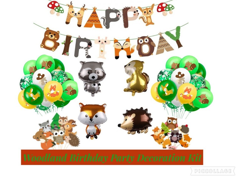 Woodland Animals 12" Latex Balloons x Set of 10 Woodland Theme Party ...