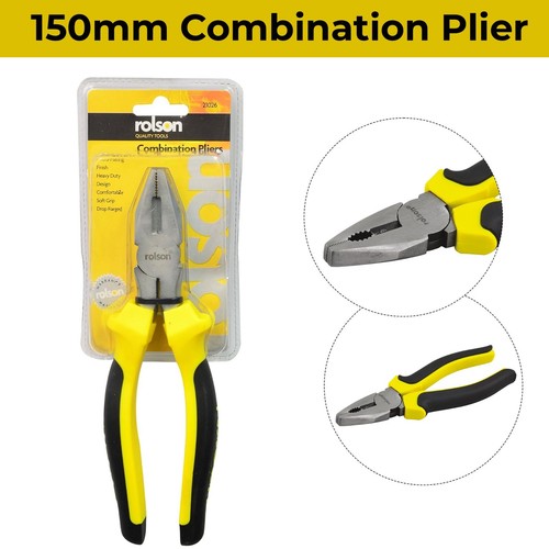 ROLSON Carbon Steel Combination Plier Cutter Tool 1.5cm Grip Slip Guard ...