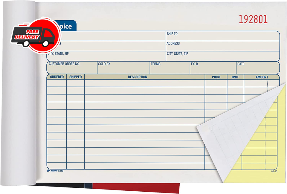 Adams Invoice Book 3 Pack Carbonless 150 Two Part Invoices Small ...