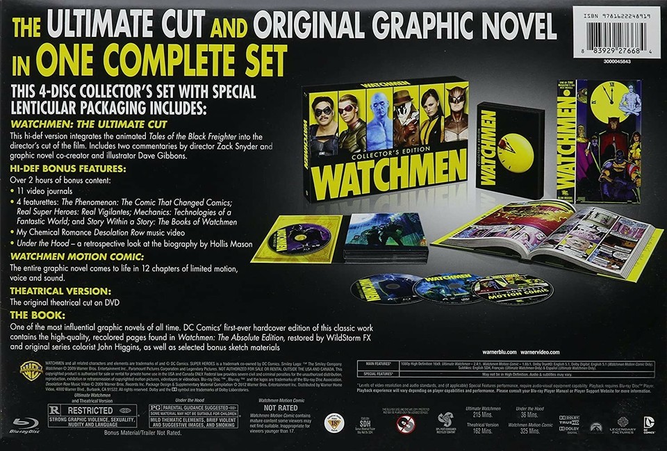 Watchmen: The Ultimate Cut (Blu-ray Disc, 2012, 4-Disc Set, Graphic ...