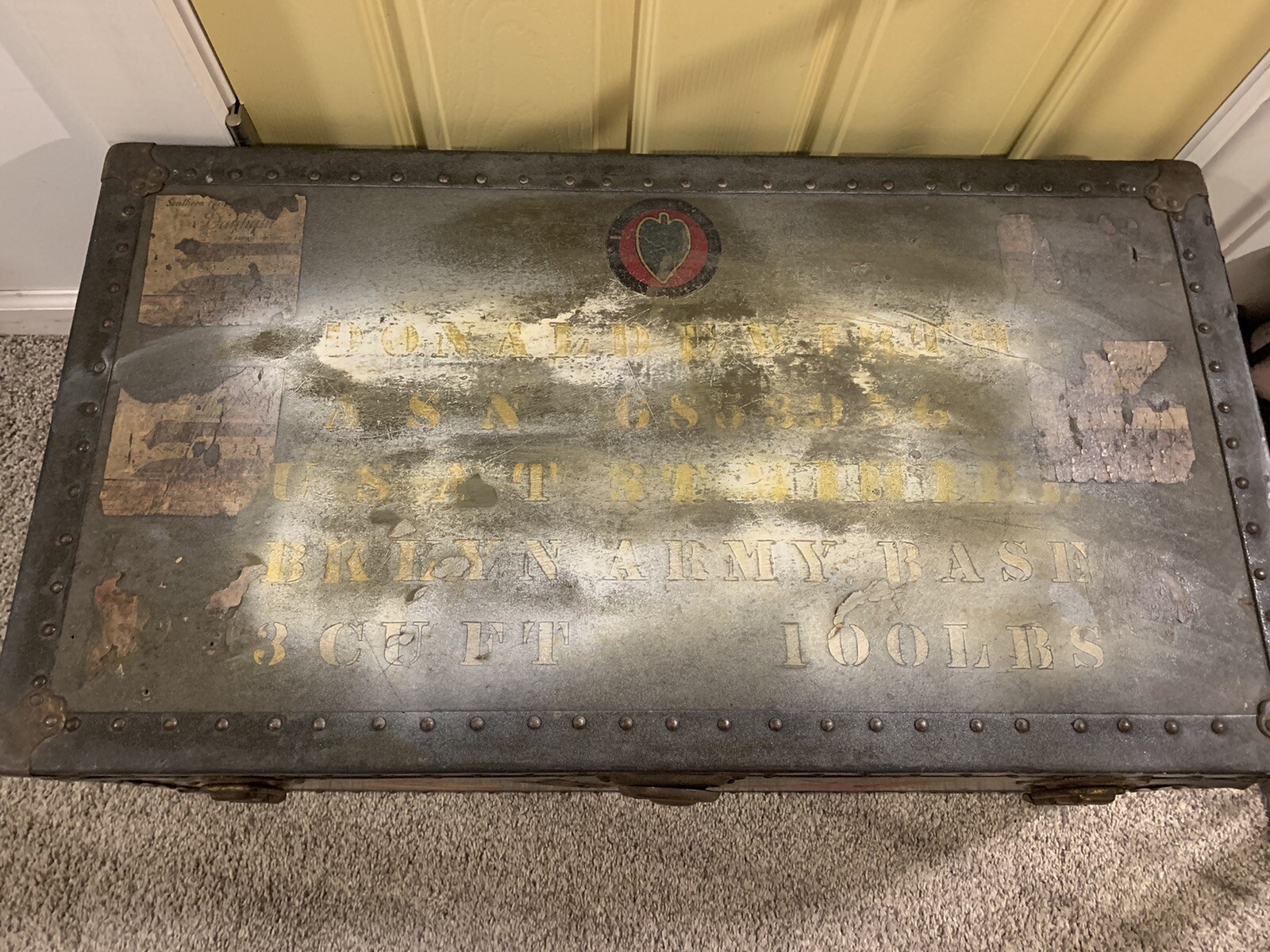 WW2 WWII U.S.A Military Footlocker/Trunk/Storage Army Named Hand ...