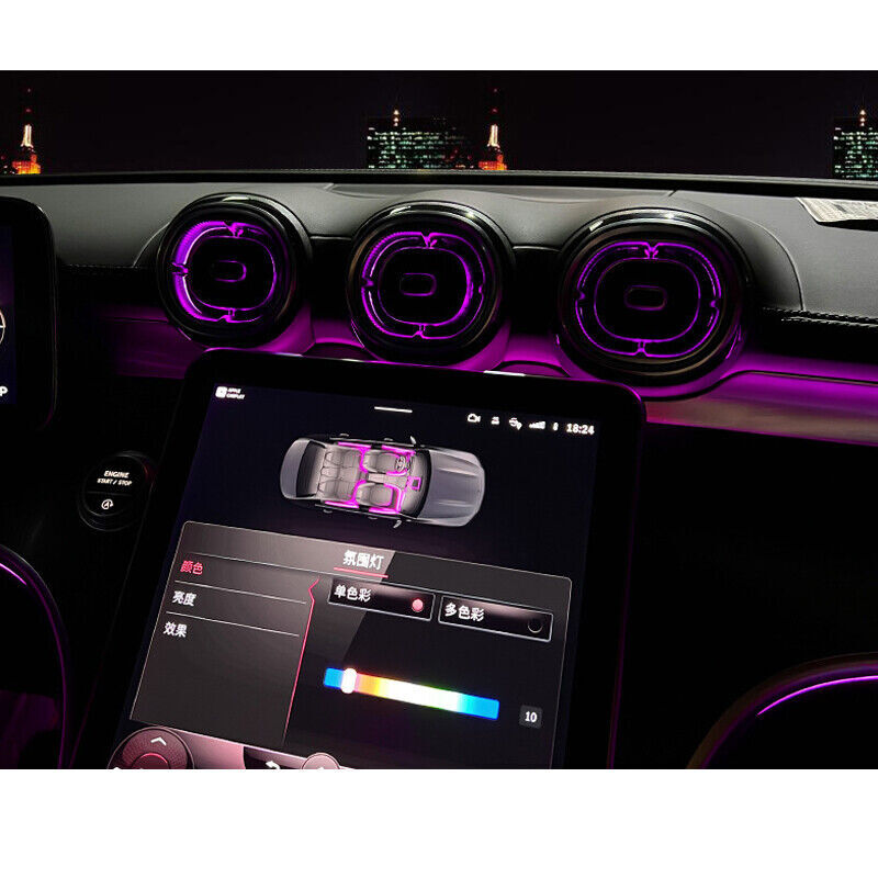 64 Colors 7PCS Air Vent LED Ambient Light Turbine outlet For Benz GLC ...