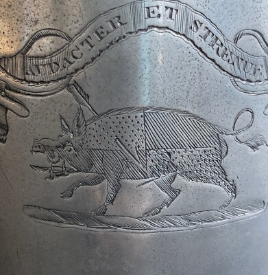 Wild Boar Crest ~ 19th Century Pewter Tankard ~ English ~ Glass Bottom ...