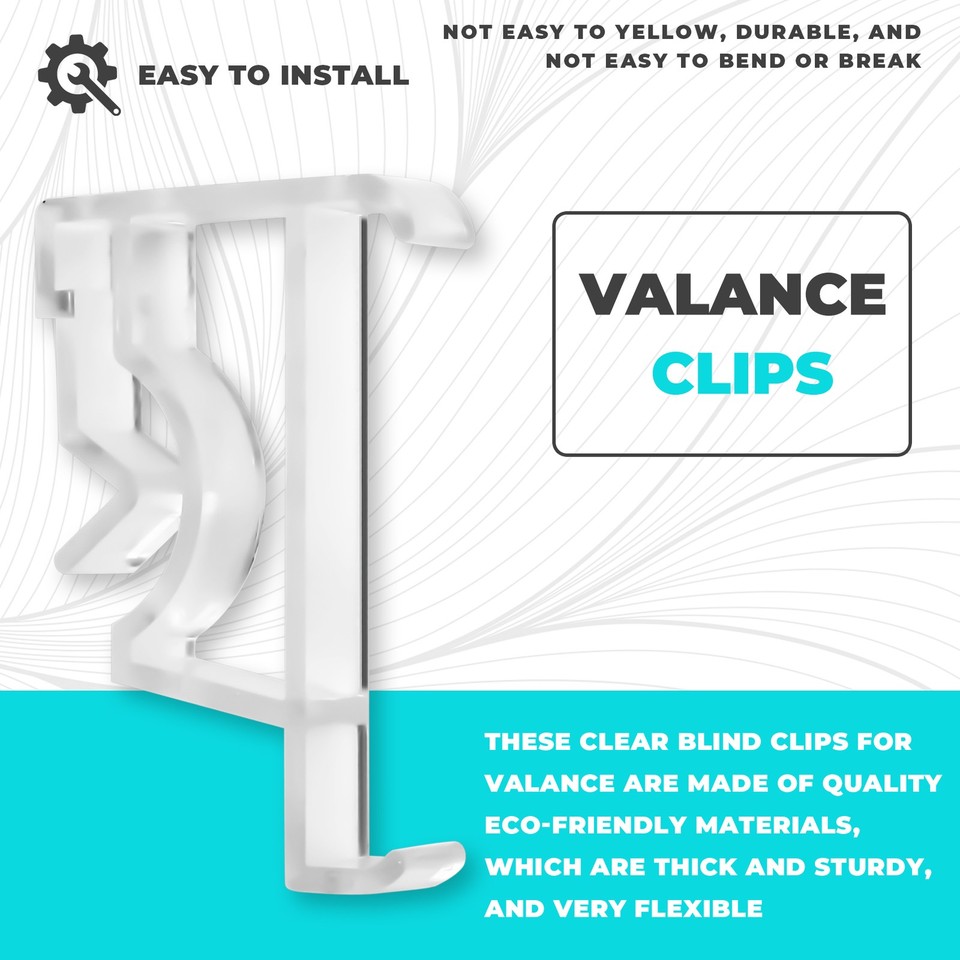 2 Inch Clear Blind Clips for Valance, Hidden Valance Clips for Wood or ...