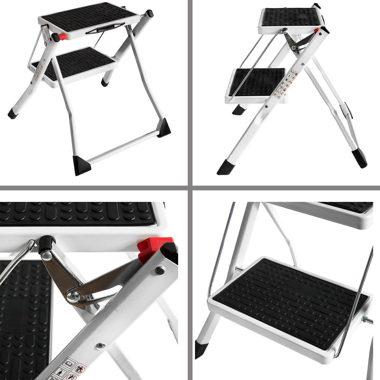 Folding 2 3 4 Steps Ladders MultiUse Tread Step Small Stool Non-Slip ...