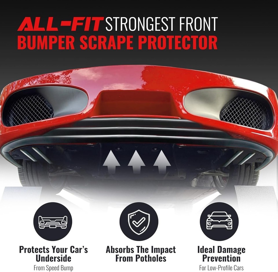 All-Fit Front Universal Bumper Lip Scrape Protector Aftermarket Skid ...