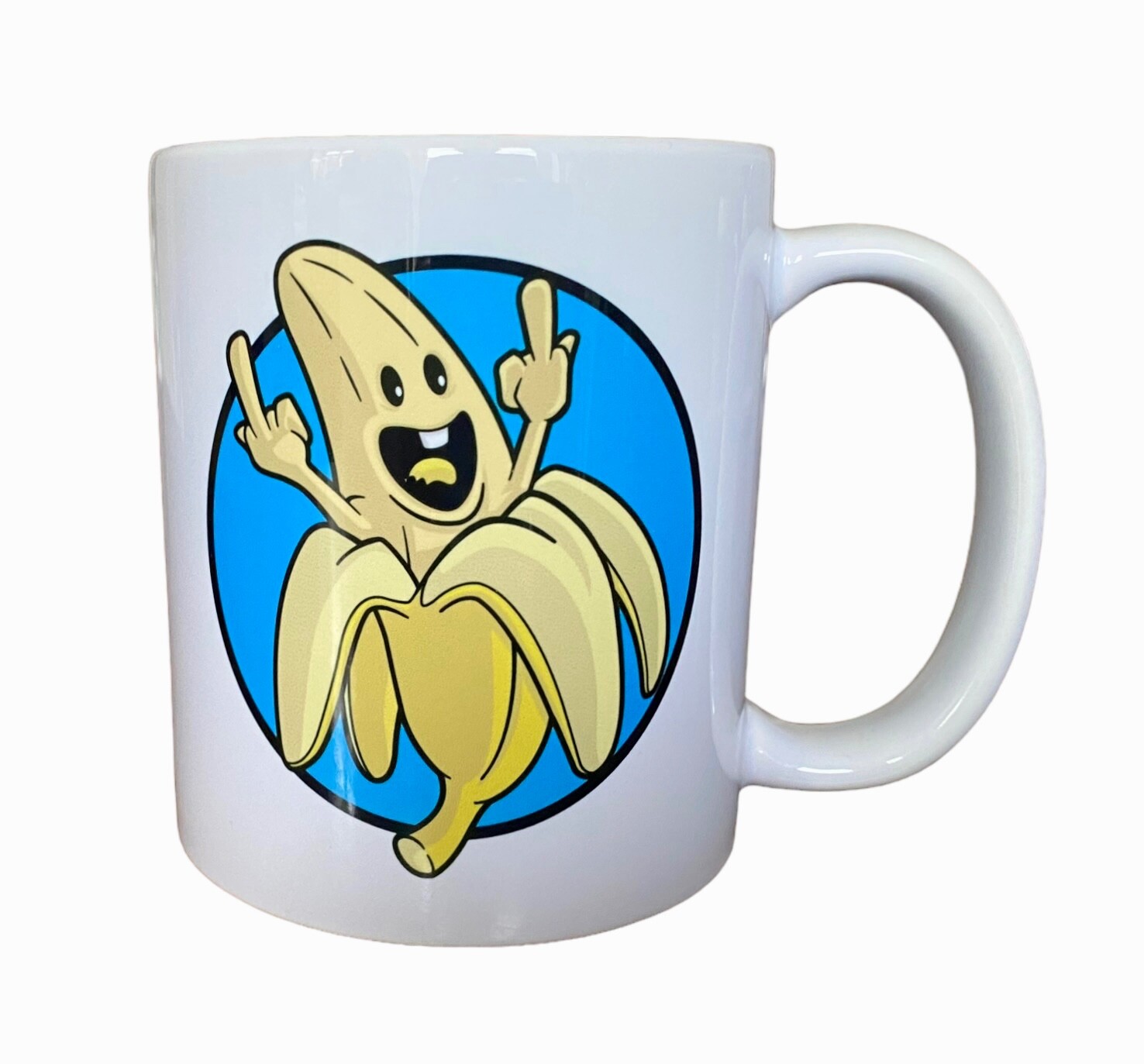 Rude Banana Giving the middle finger funny novelty Cartoon Coffee Mug ...