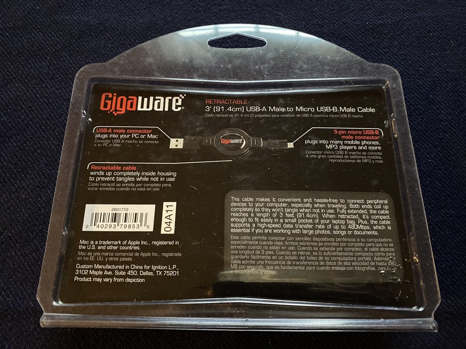 3 Ft Gigaware USB-A MALE to USB-B MALE Cable-Retractable Design | eBay