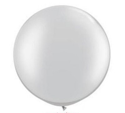 One 36 Inch Giant Round Latex Balloon Metalic Silver (Premium Helium ...