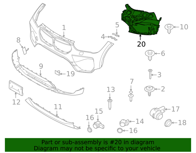 BMW 2016-2019 X1 Right Fog Lamp Bracket 51117954216 OEM for sale online ...