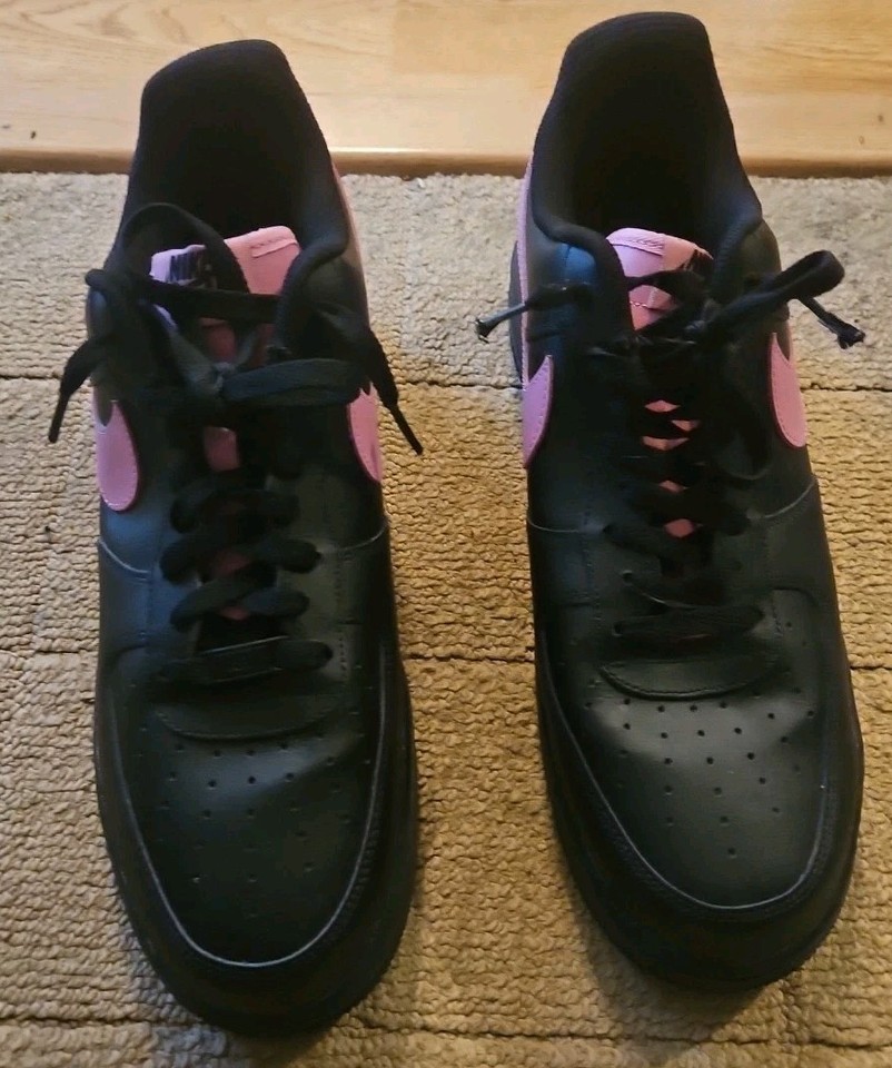 Nike By You Air Force 1 Black Pink Gum Bottom Men's Size 12 With Box | eBay