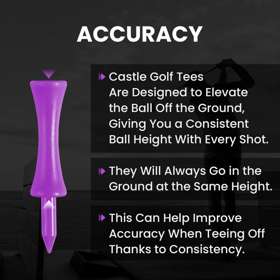 Amy Sport 100-Pack Plastic Golf Castle Tees 2 1/4 Inch, Reusable Purple ...