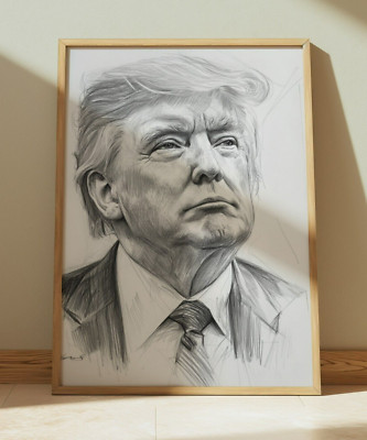 DONALD TRUMP DRAWING PRINT PORTRAIT SKETCH 8" x 10" TRUMP PRESIDENT OF ...