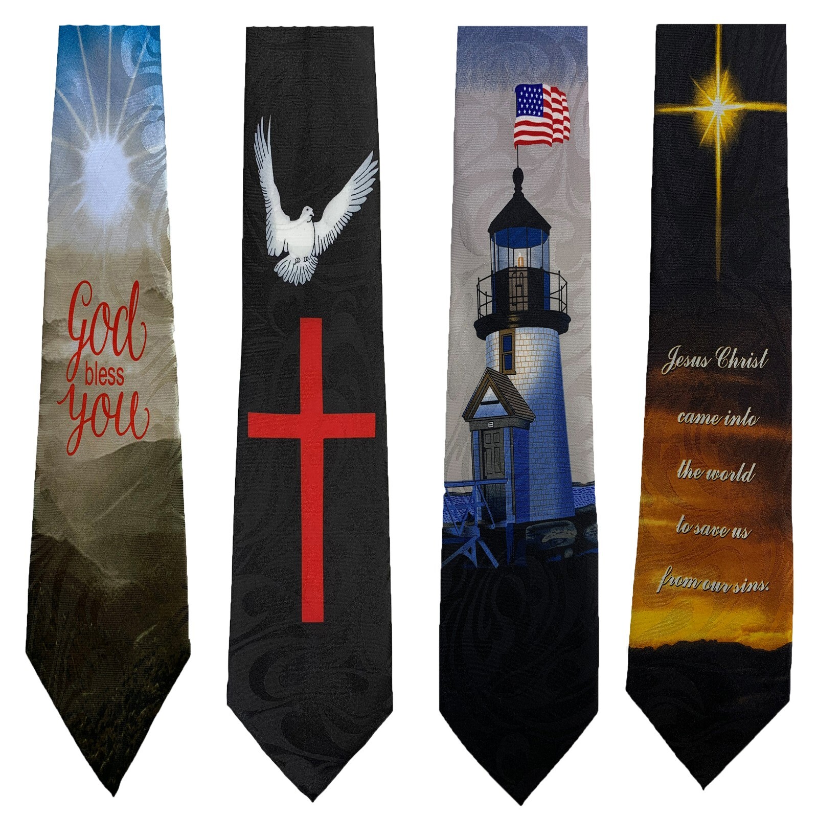 Steven Harris Pack Of 4 Christian Neckties Jesus Religious Neck Ties | eBay